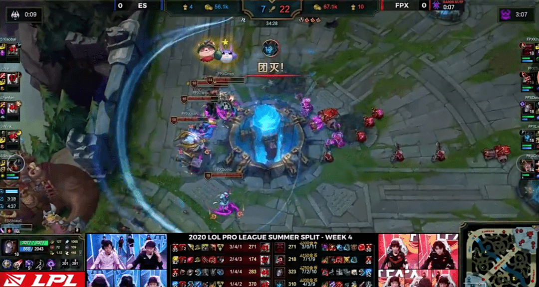 新版狗熊首登LPL赛场！FPX零封ES，Doinb卡萨丁让ES绝望米勒心疼Lwx_比赛