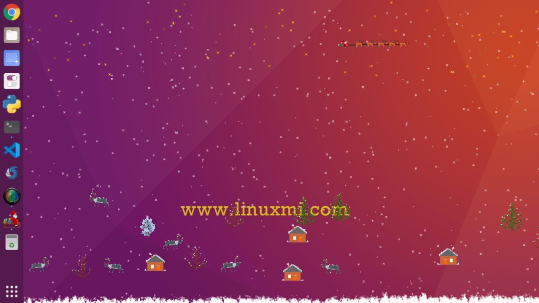 Linux/UNIX桌面的乐趣：圣诞老人、雪地、鹿车_Xsnow