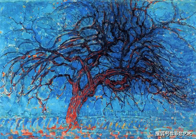 非具象绘画的创始者、 荷兰画家蒙德里安的油画作品欣赏_蓝色