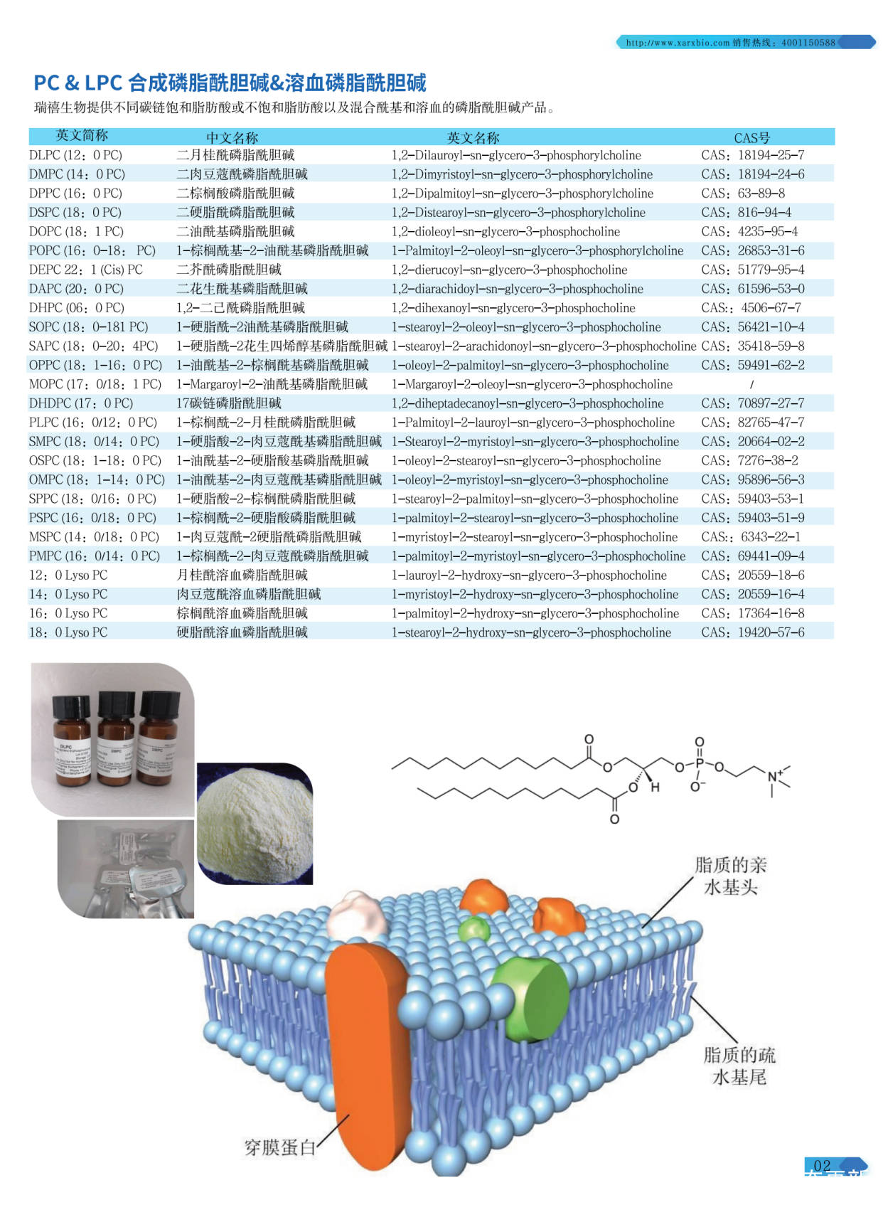 脂质体磷脂之DPPC-温敏脂质体、DOTAP和DOPE-阳离子脂质、DSPE-MPEG2000长循环_分子