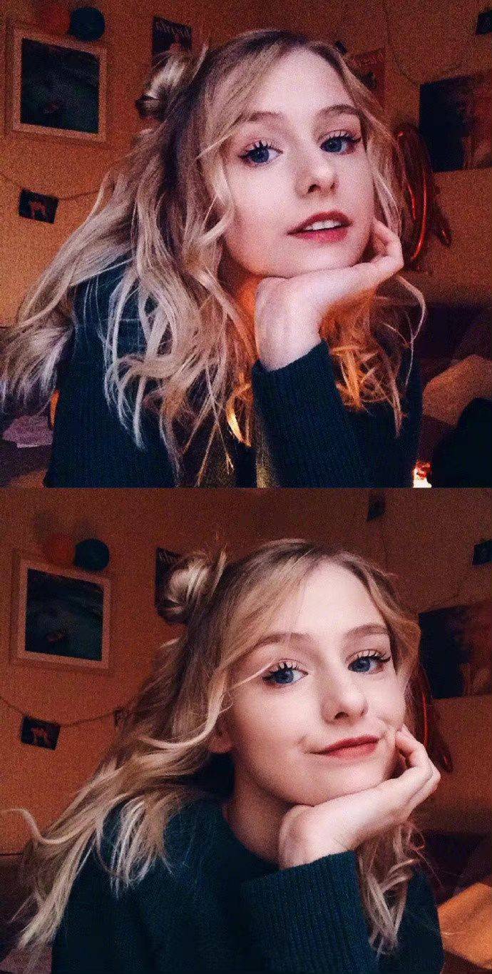 19岁俄罗斯少女火了，一张脸像被上帝吻过，金发碧眼笑起来太美了_美女_Alina_长相