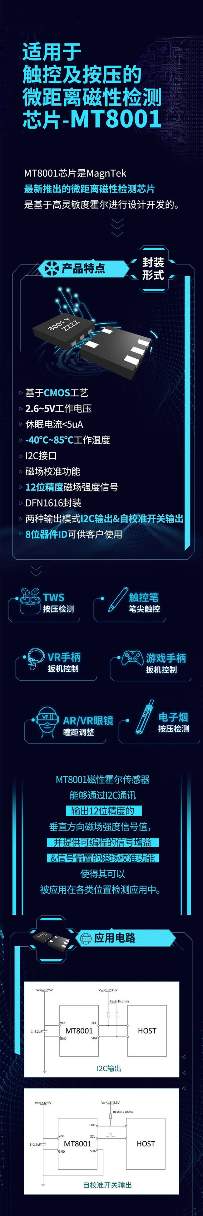 适用于触控及按压的微距离检测芯片-MT8001_MagnTek_样品_代理商