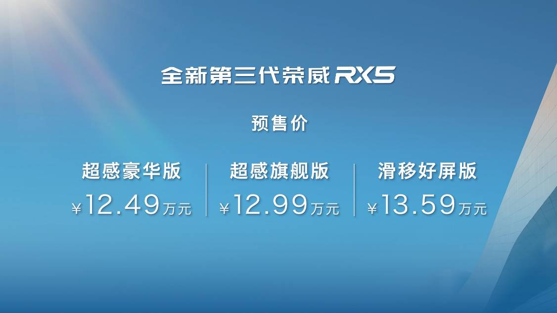 全新第三代荣威RX5/超混eRX5预售，12.49万起，8月交付_搜狐汽车_搜狐网