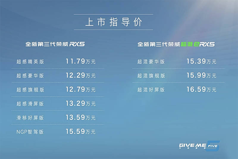 11.79万起售，荣威第三代RX5/eRX5上市，配备27英寸大联屏_搜狐汽车_搜狐网