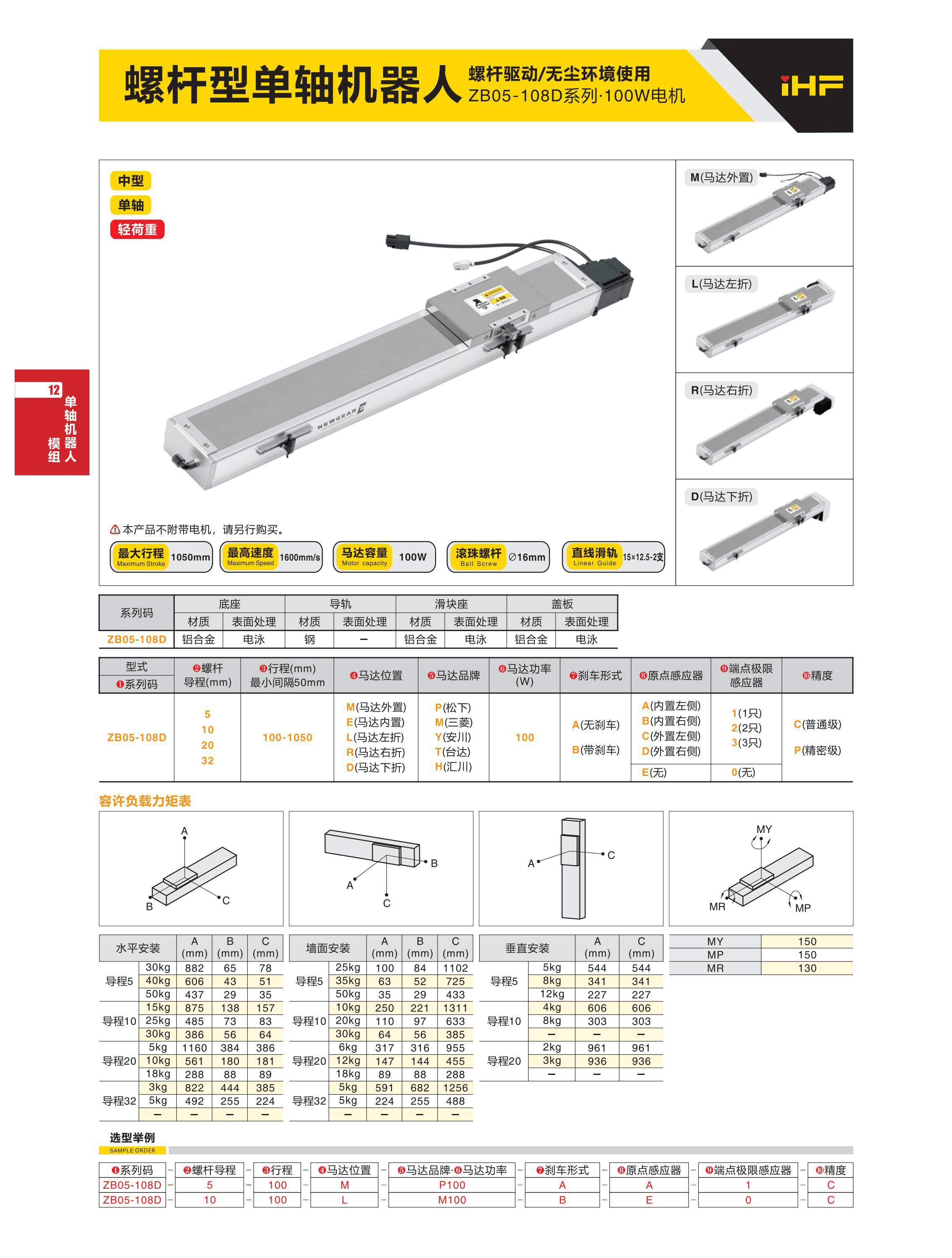 爱合发：单轴机器人ZB05-108D系列100W选型参数！-搜狐大视野-搜狐新闻
