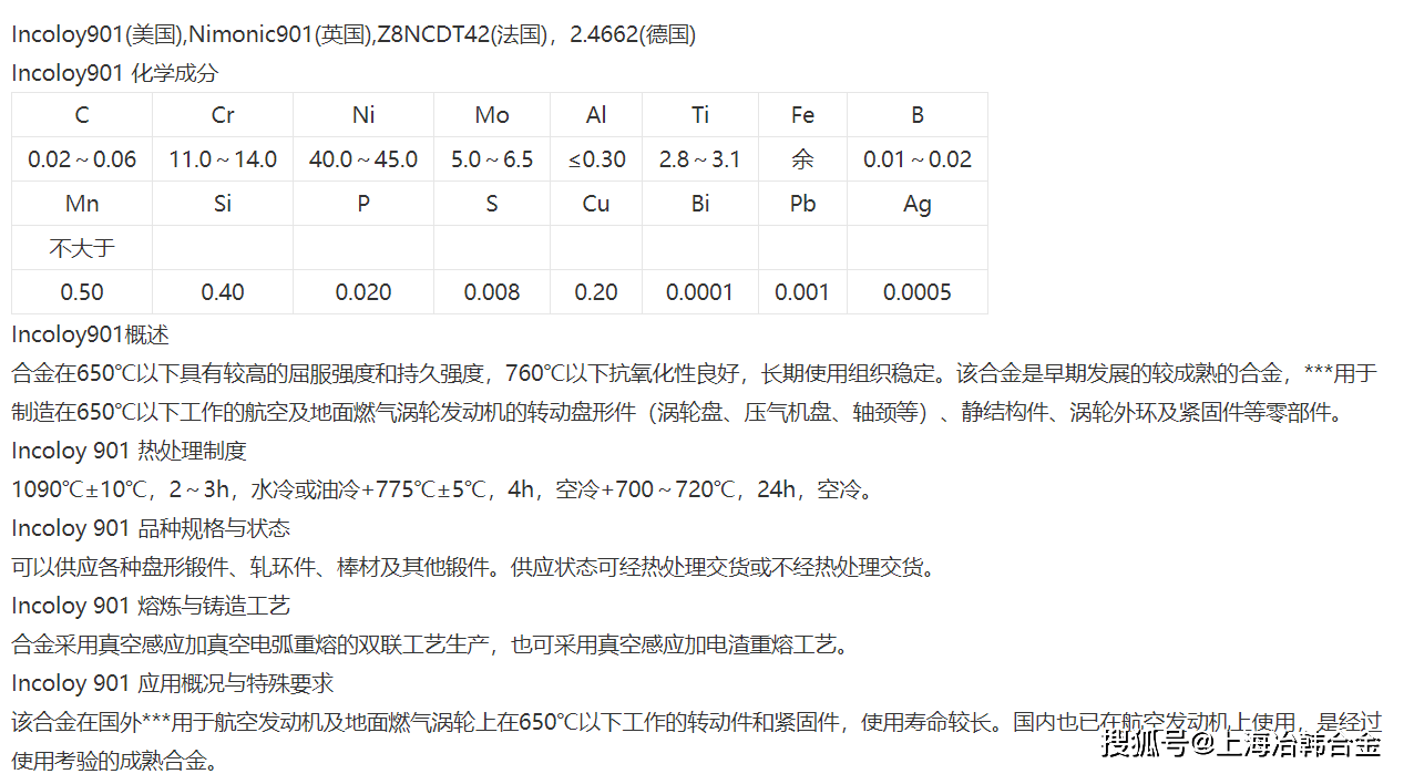Nimonic 901/2.4662热处理工艺升温速度-搜狐大视野-搜狐新闻