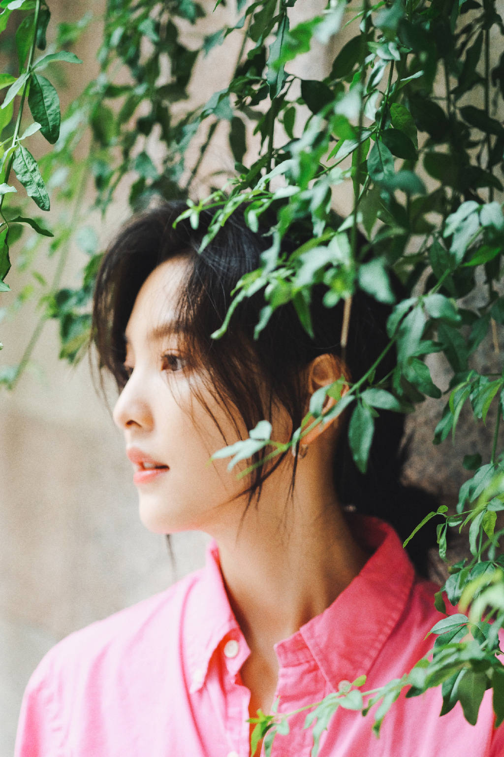 章若楠身着粉色衬衫奔跑甜笑 扎低丸子头温婉可爱-搜狐大视野-搜狐新闻