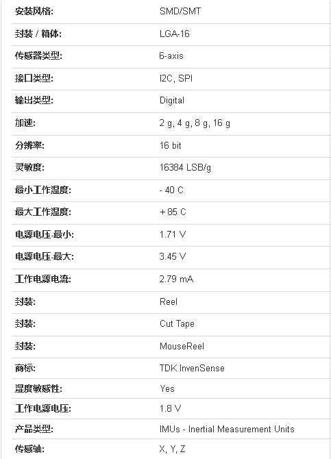 ICM-20602芯片3轴陀螺仪原装规格参数及引脚图_mdps_范围_跟踪设备