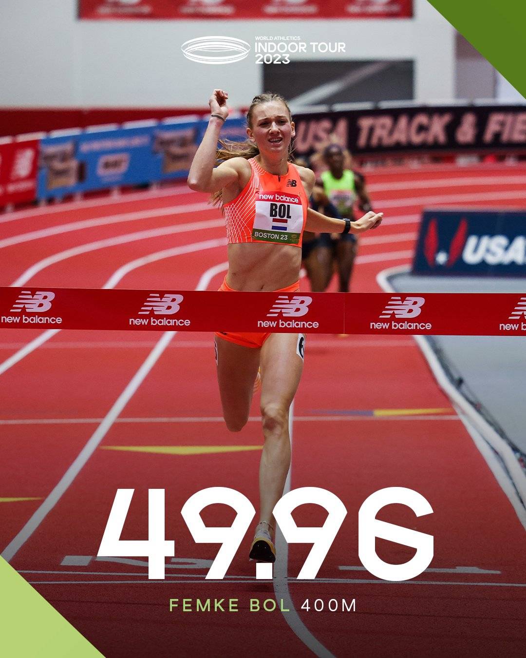 17年来首位室内400米破50秒！ 22岁荷兰长腿美少女两周两破纪录 -6park.com