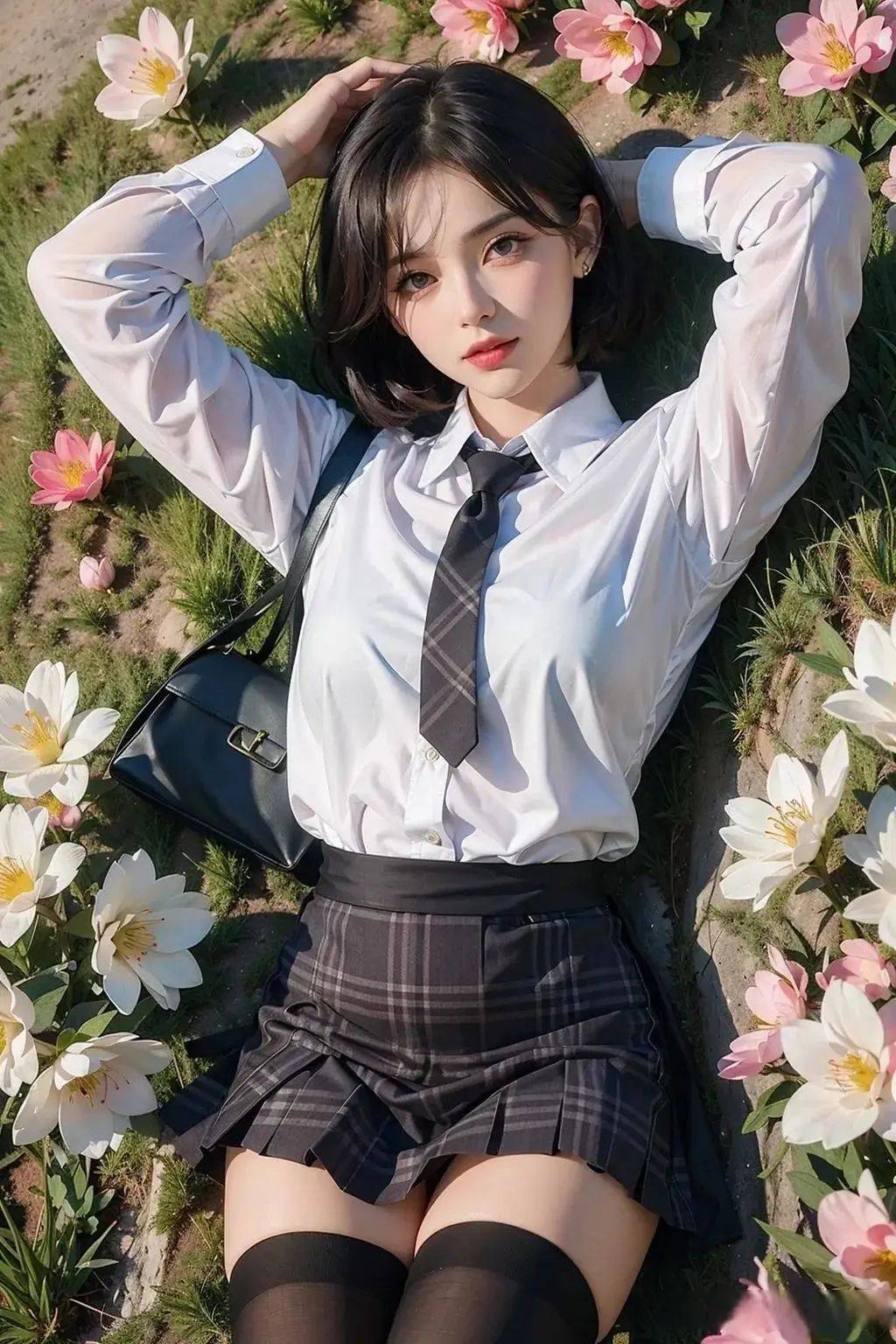 二次元大赏 AI绘画 花海中的JK少女-搜狐大视野-搜狐新闻