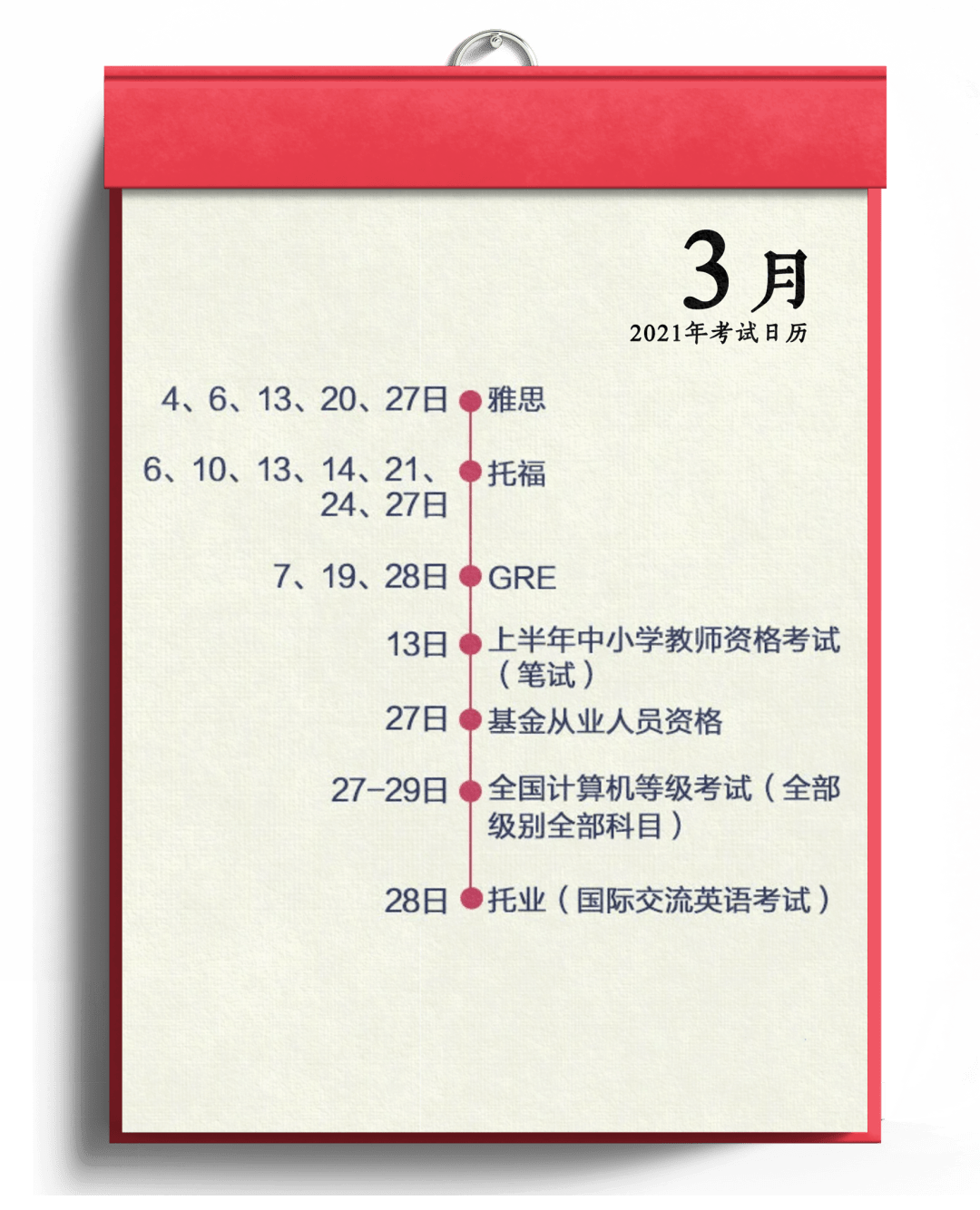 这些考试时间，你知道吗？_日历