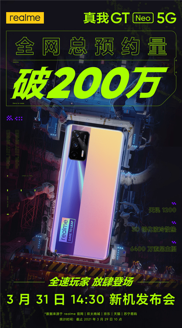 对标K40 realme GT Neo预约量突破200万：售价2000出头_Redmi