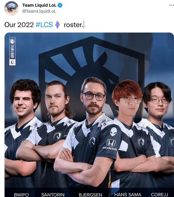 《英雄联盟》TL液体战队官宣S12赛季首发阵容_sama_Bwipo_Hans