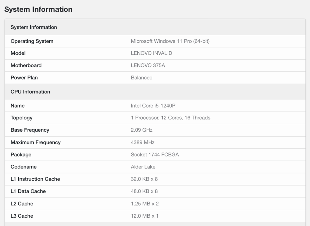 英特尔 i5-1240P 移动处理器首曝_缓存_方面_参数