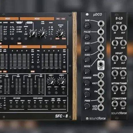 虽然 Jupiter-8 控制器 SFC-8 还没完成，但 Soundforce 带来了 106 风格的 uDCO_声音_高通鼓_模块