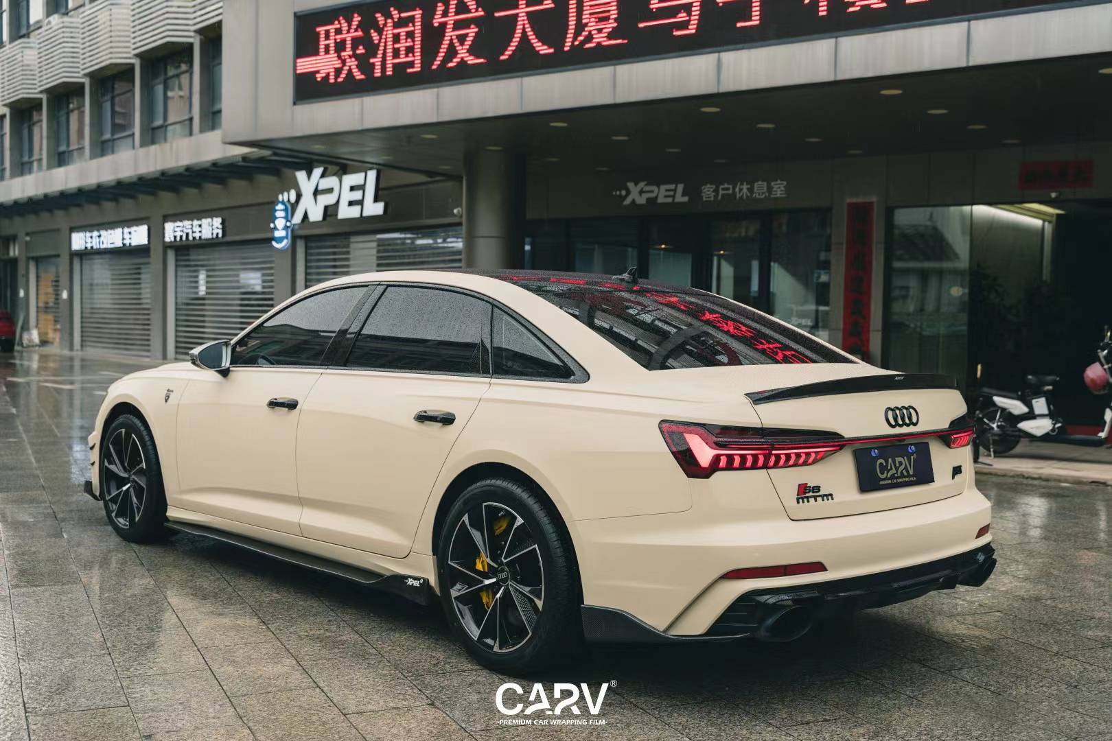 奥迪A6L卡孚改色膜消光卡其米兰，温柔低调的奶咖色_搜狐汽车_搜狐网