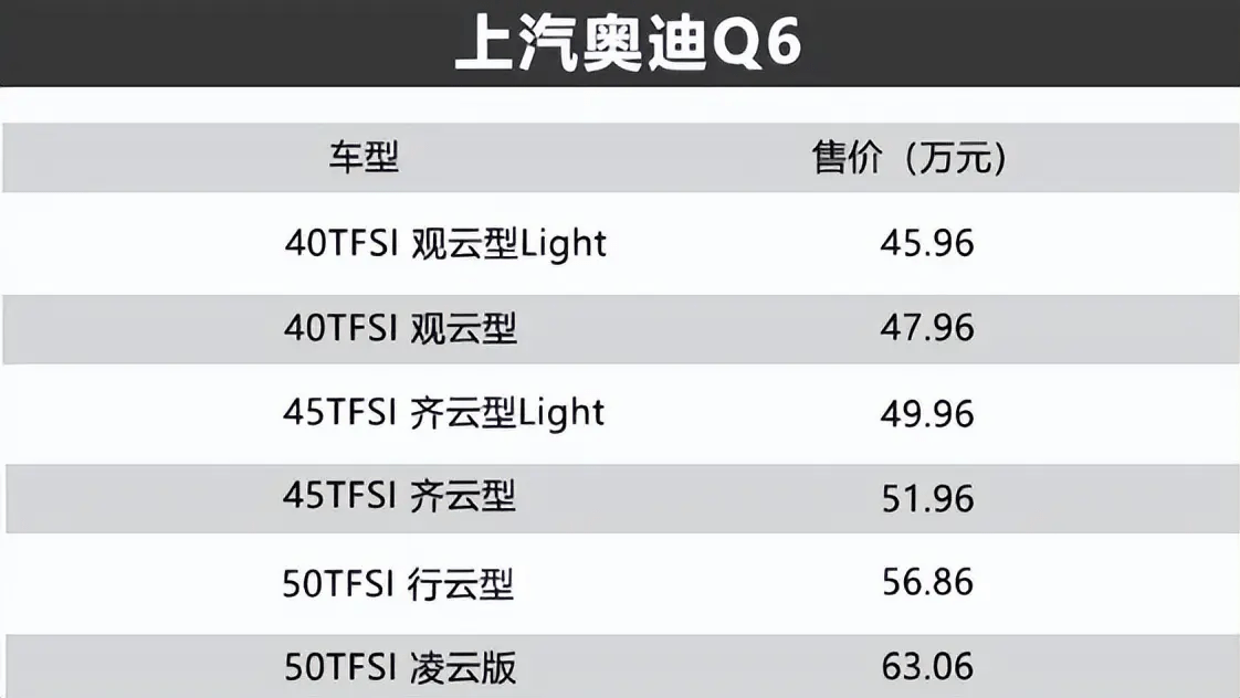 尺寸超Q7，上汽奥迪Q6预售价45.96至63.06万元，有看点_搜狐汽车_搜狐网