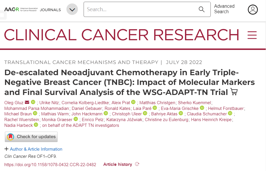 新探索，新前景！白蛋白紫杉醇联合卡铂降阶梯新辅助治疗部分早期三阴性乳腺癌疗效显著_研究_化疗_患者