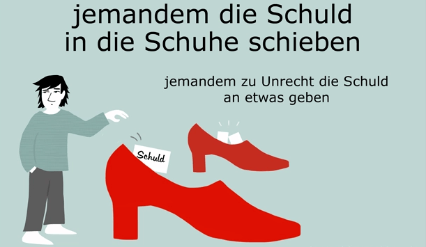 德语谚语：jemandem die Schuld in die Schuhe schieben_zu_Unrecht_etwas