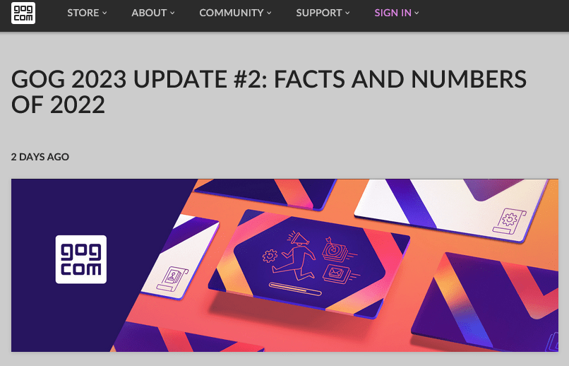 GOG商城公布2022年销售和用户统计：净收入120万美元_游戏_平台_服务