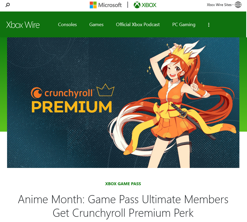 XGP终极版可享动漫流媒体平台Crunchyroll会员_Xbox_Windos_应用