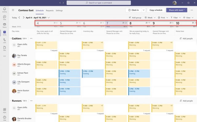 Microsoft Teams Shift更新：新增员工排班功能_Excel_可以在_情况