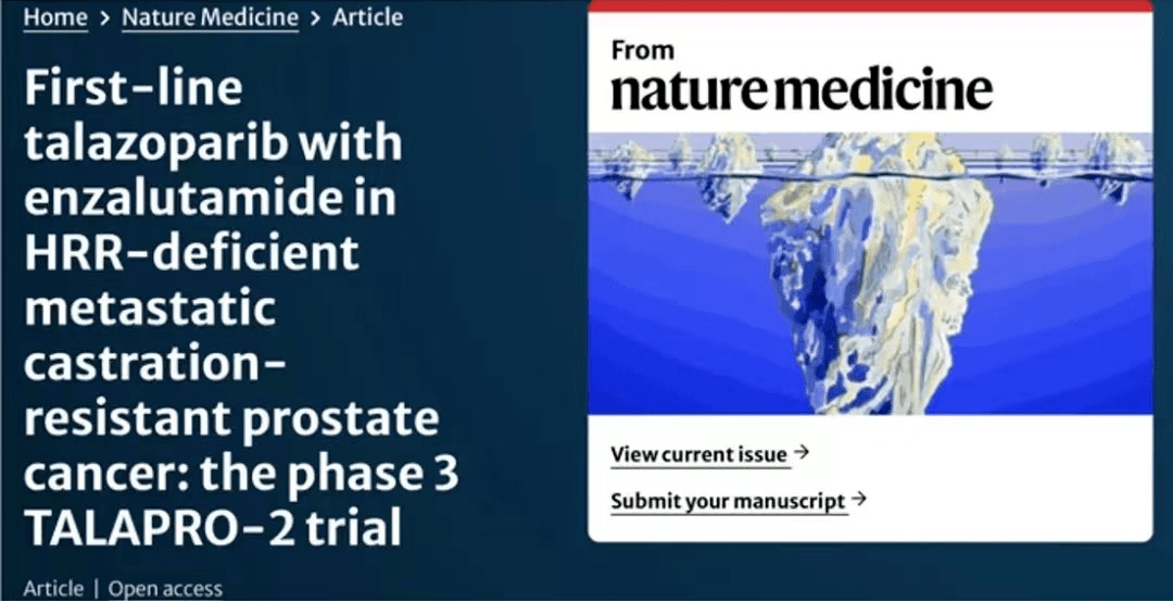 TALAPRO-2研究队列2全文重磅发表于《Nature Medicine》_患者_治疗_帕利